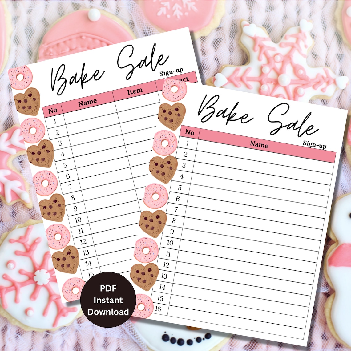 Bake Sale Sign up Sheet | Bake Sale Sheet | Printable Bake Sale Sign up ...
