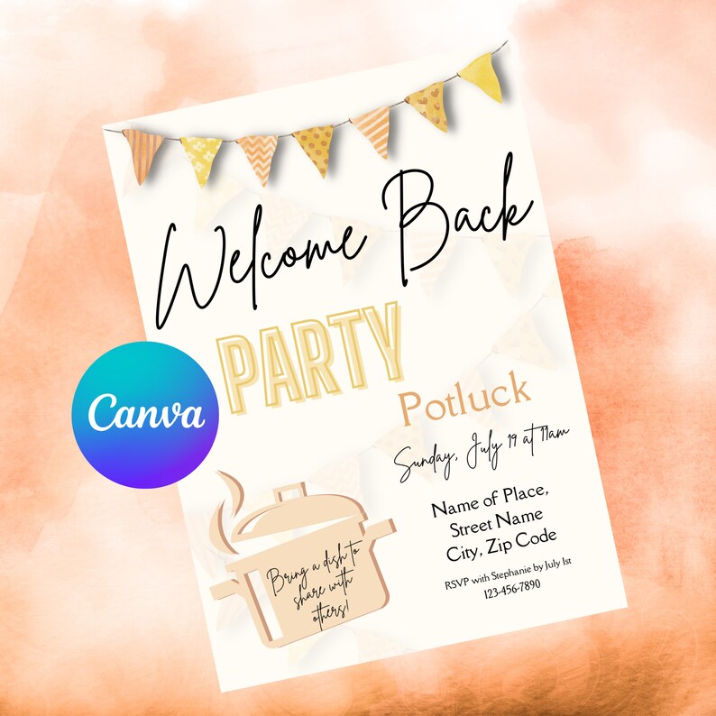 Welcome Back Potluck Invitation Template | Welcome Back Potluck Invite ...