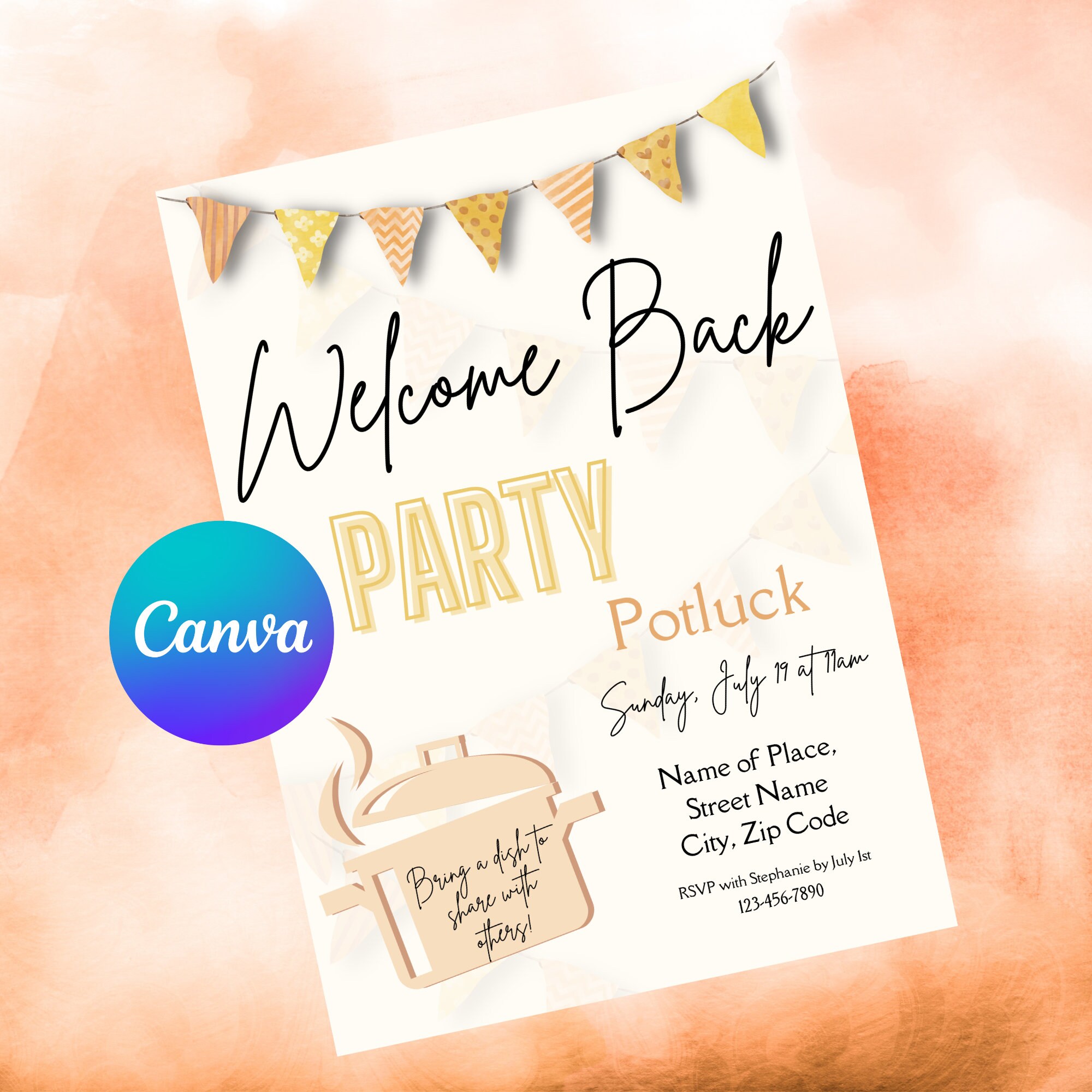 Welcome Back Potluck Invitation Template | Welcome Back Potluck Invite ...