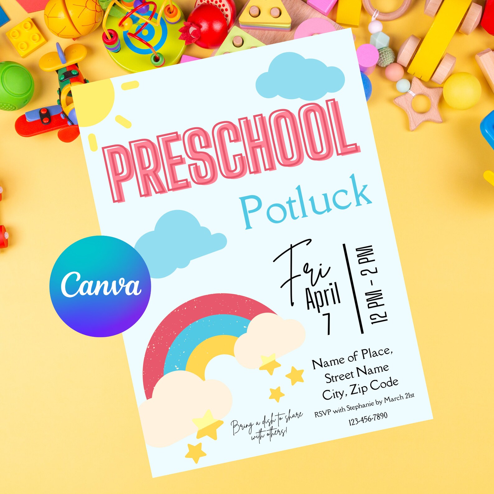Preschool Potluck Invitation Template | Preschool Party Potluck Invite ...