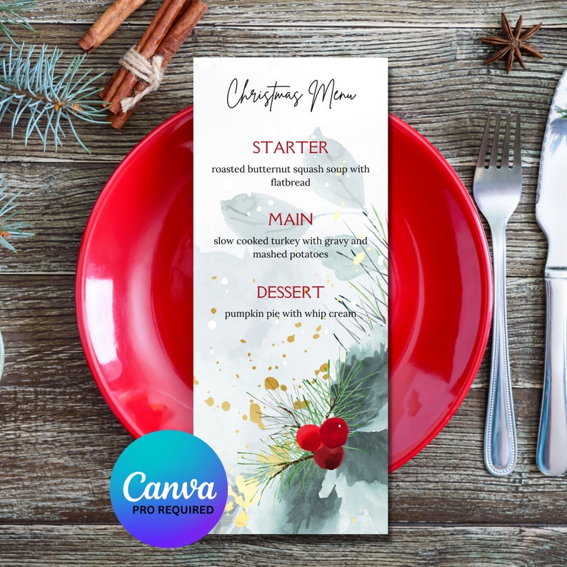 Christmas Menu | Editable Christmas Menu Template | Christmas Dinner ...