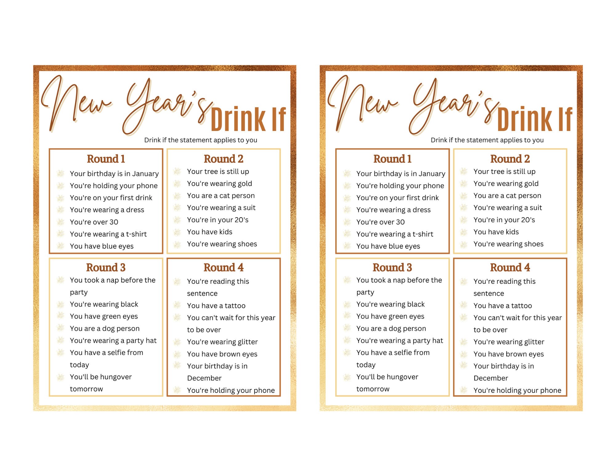 New Year's Drinking Games | New Years Eve Drink If | New Year's Games ...