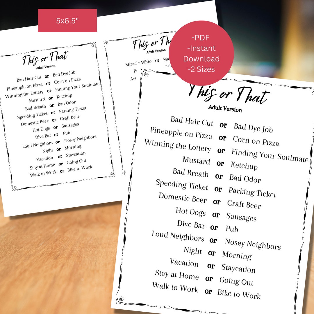 This or That Game This or That Party Game Christmas Games Work Games ...