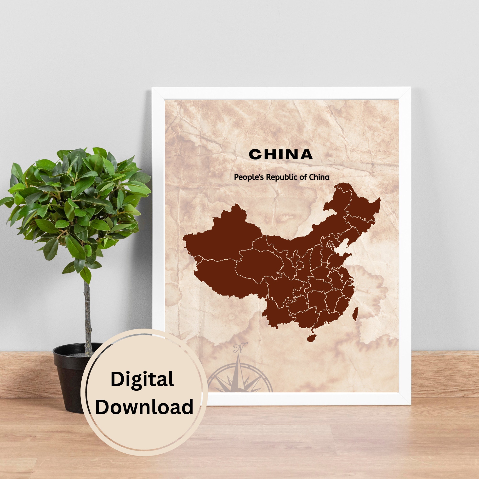 Map of China Map of China Digital Print Map of China Wall Art China ...