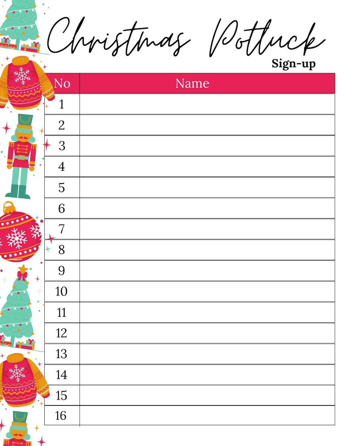 Potluck Sign up Sheet Christmas Potluck Sign up Sheet - Etsy Canada