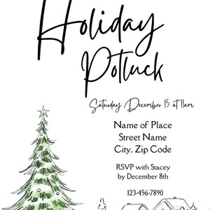 Holiday Potluck Template | Editable Holiday Potluck | Holiday Potluck ...