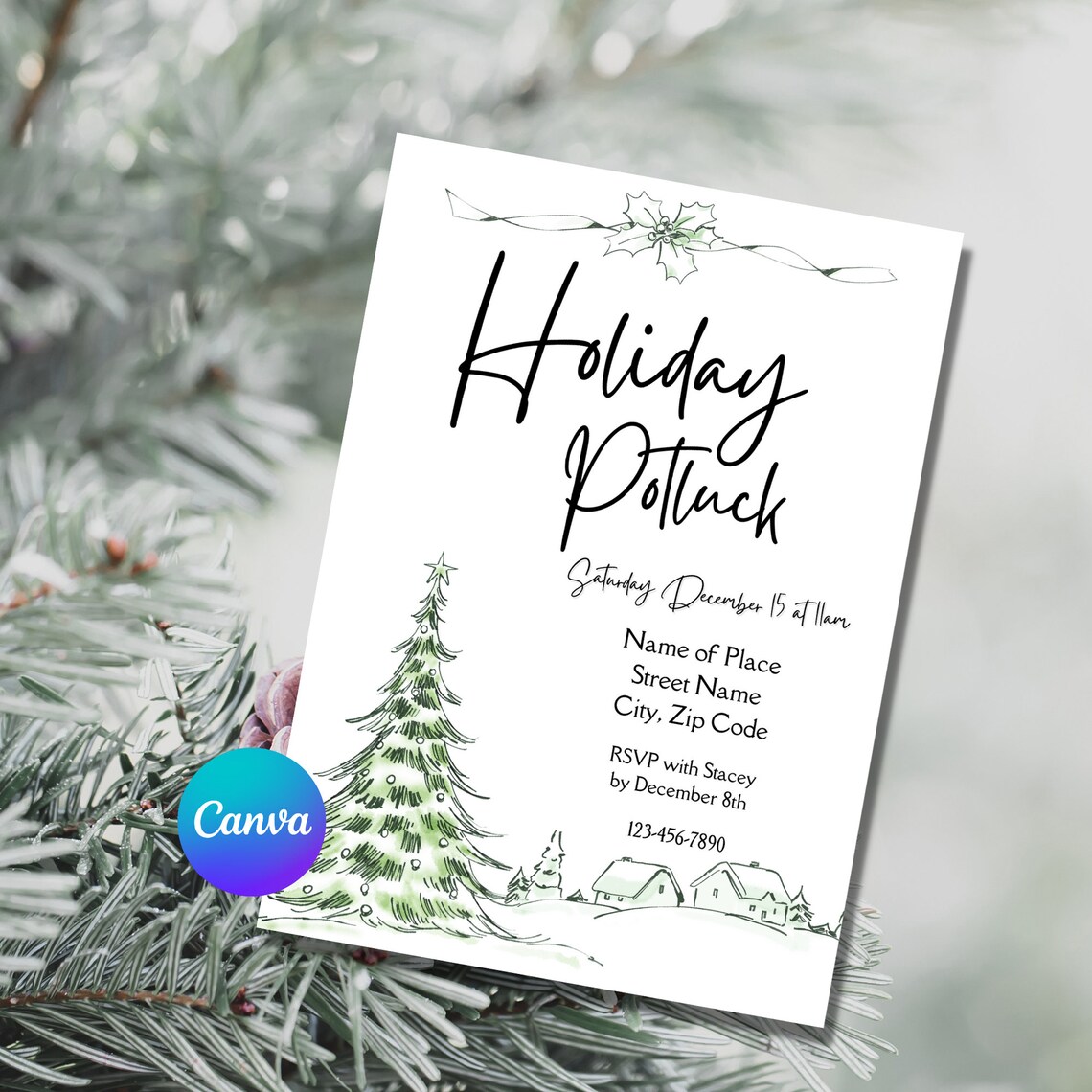 Holiday Potluck Template Editable Holiday Potluck Holiday Potluck ...