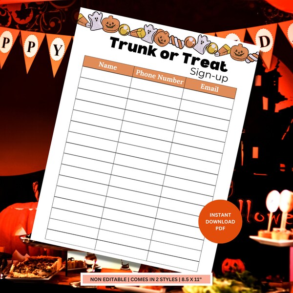 Trunk or Treat Sign up Sheet - Etsy