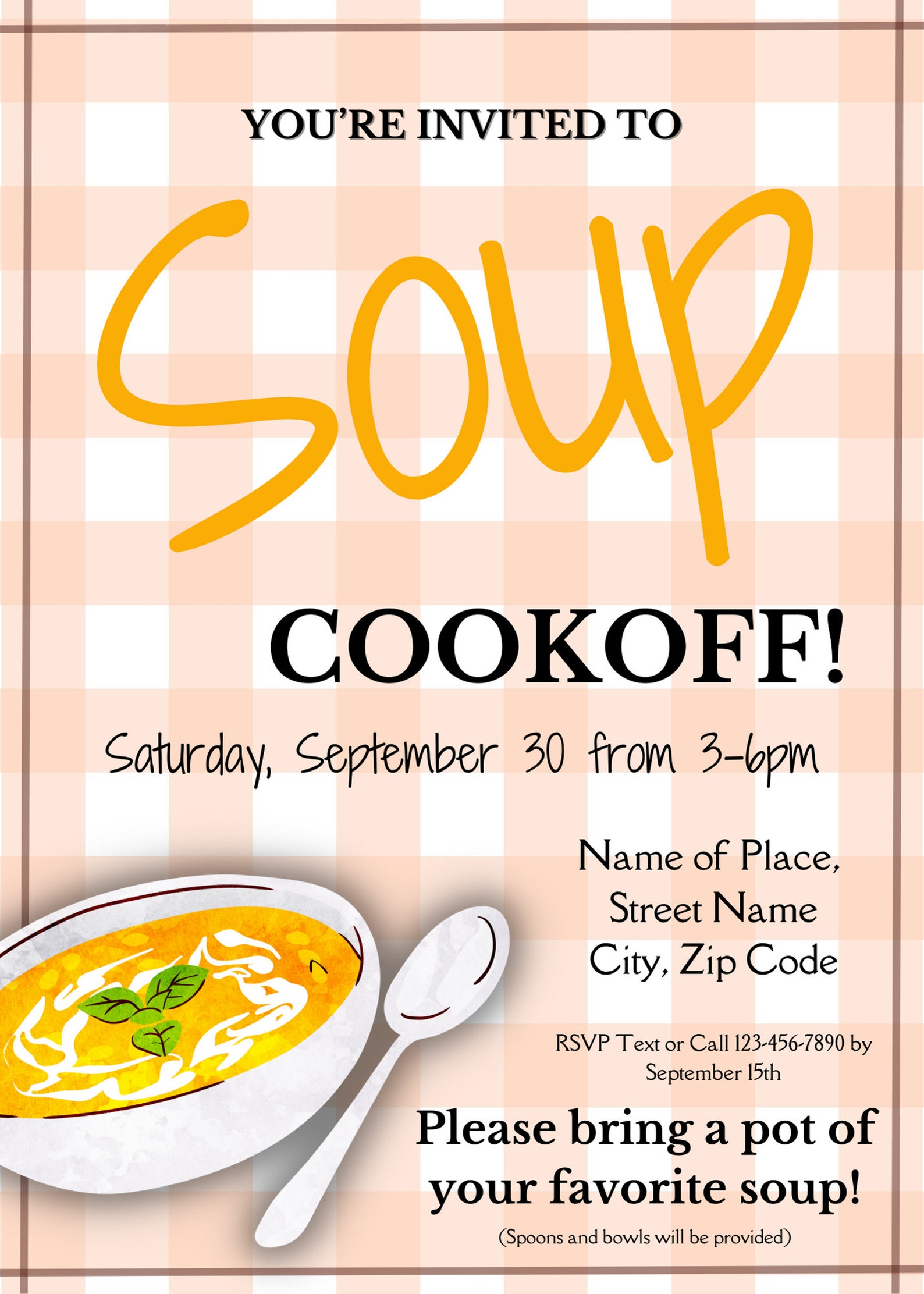 Soup Cookoff Invite Template | Editable Soup Party Cookoff | Soup Cookoff Invite | Fall Soup ...