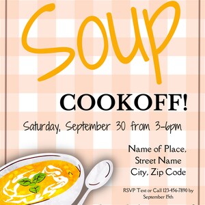 Soup Cookoff Invite Template | Editable Soup Party Cookoff | Soup ...