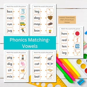 Phonics Worksheets Vowels | CVC Words | Phonics Games | Phonics ...