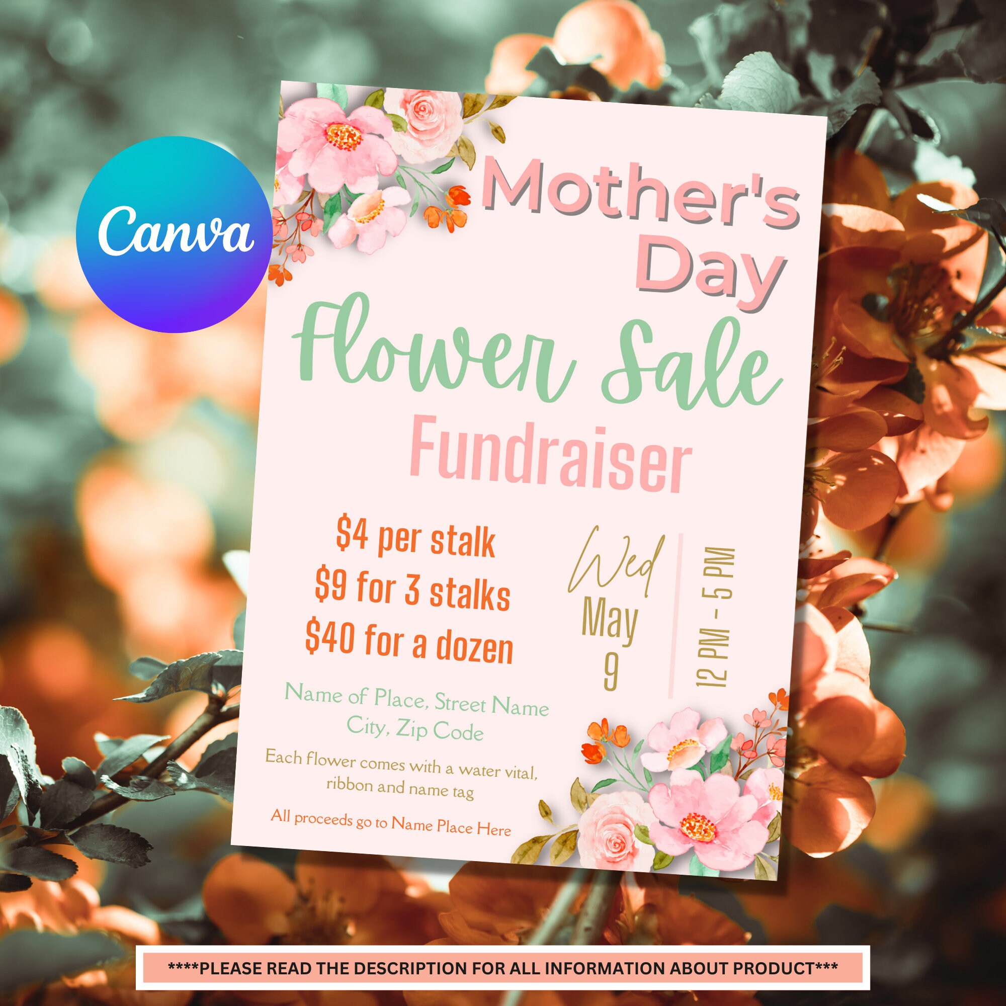 Mother's Day Flower Sale Fundraiser Invitation Template | Mother's Day ...