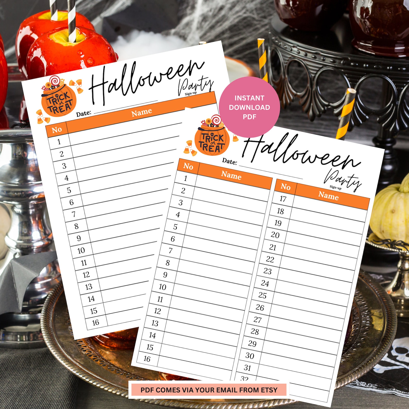 Halloween Party Sign up Sheet | Halloween Party Sheet | Printable ...