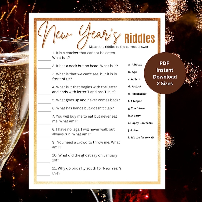New Year's Riddles New Year's Games New Year's Eve Games New Year's ...