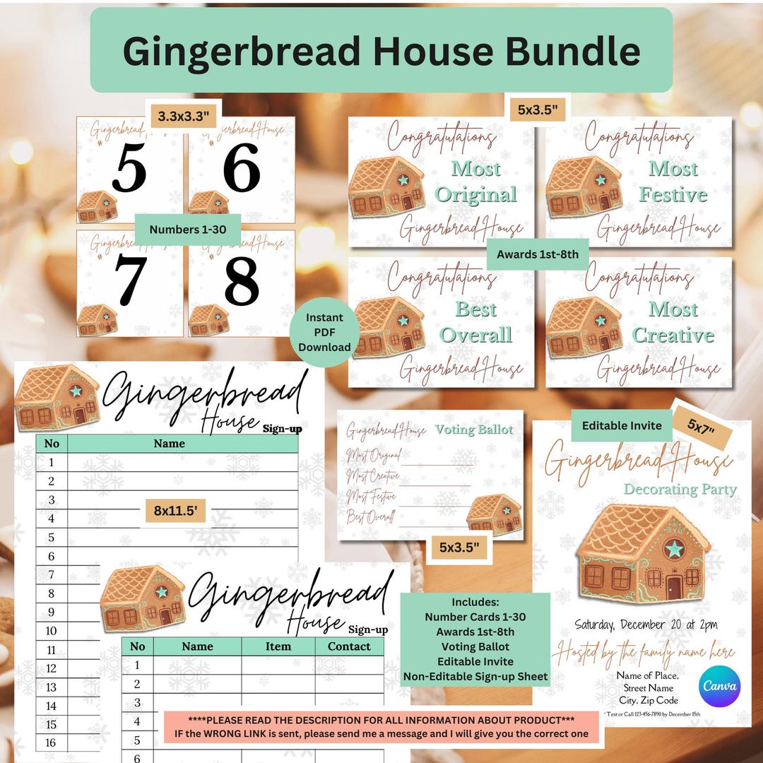 Gingerbread House Contest Bundle |voting Ballot Card Gingerbread Sign ...