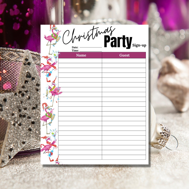 Christmas Party Sign up Sheet | Christmas Sign up | Party Sign up Sheet ...