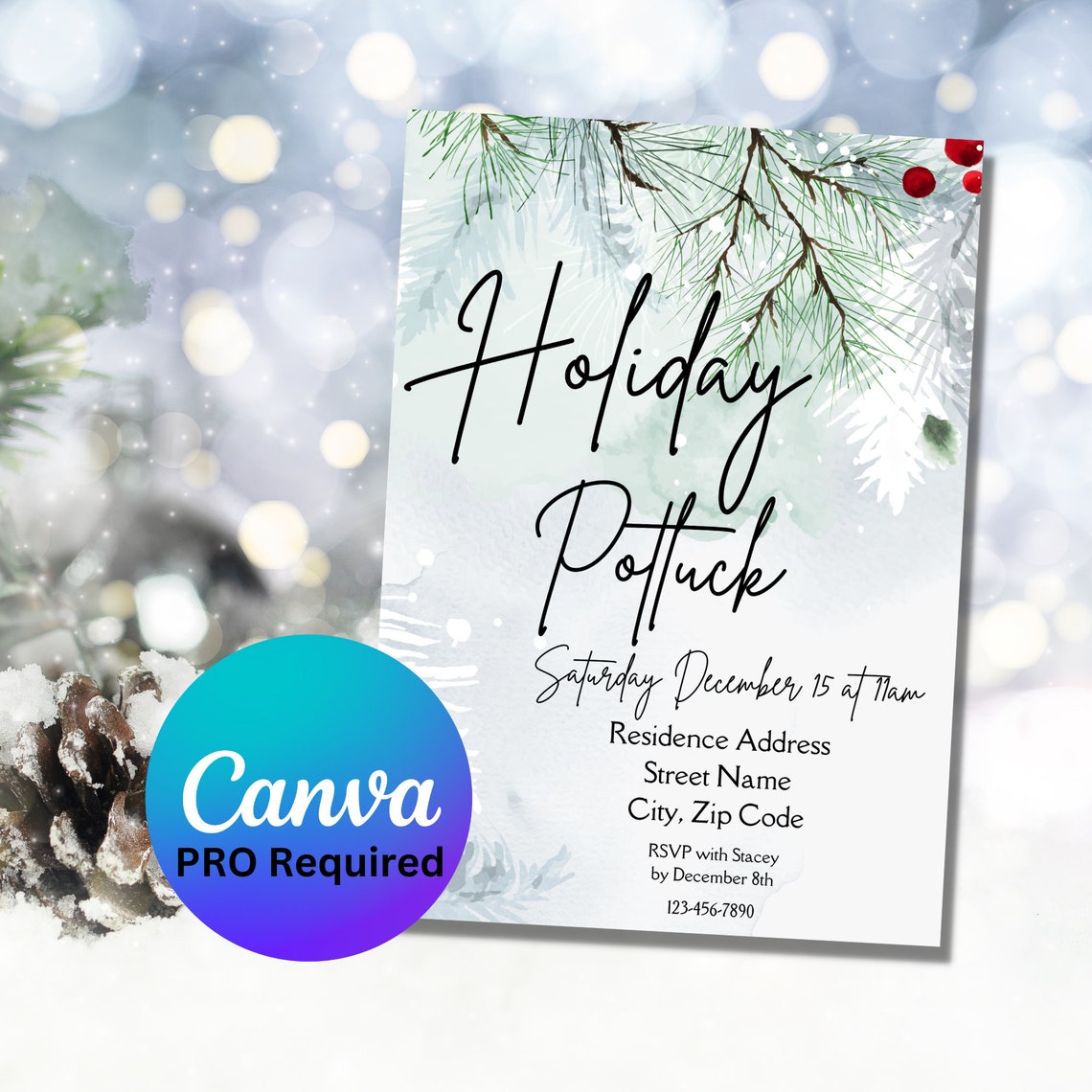 Holiday Potluck Template Editable Holiday Potluck Holiday Potluck ...