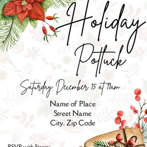 Holiday Potluck Template Editable Holiday Potluck Holiday Potluck ...