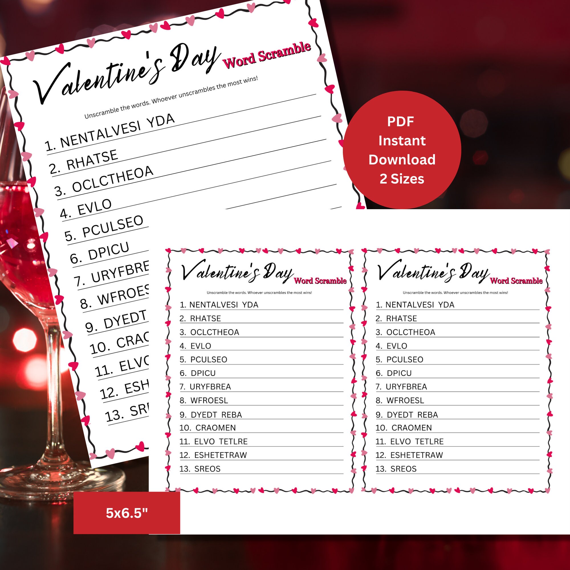 Word Scramble Game Valentines | Valentines Word Scramble Game ...