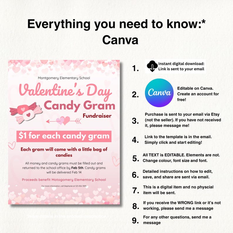 Valentine Candy Gram Fundraiser Flyer & Invite | School Valentine's ...