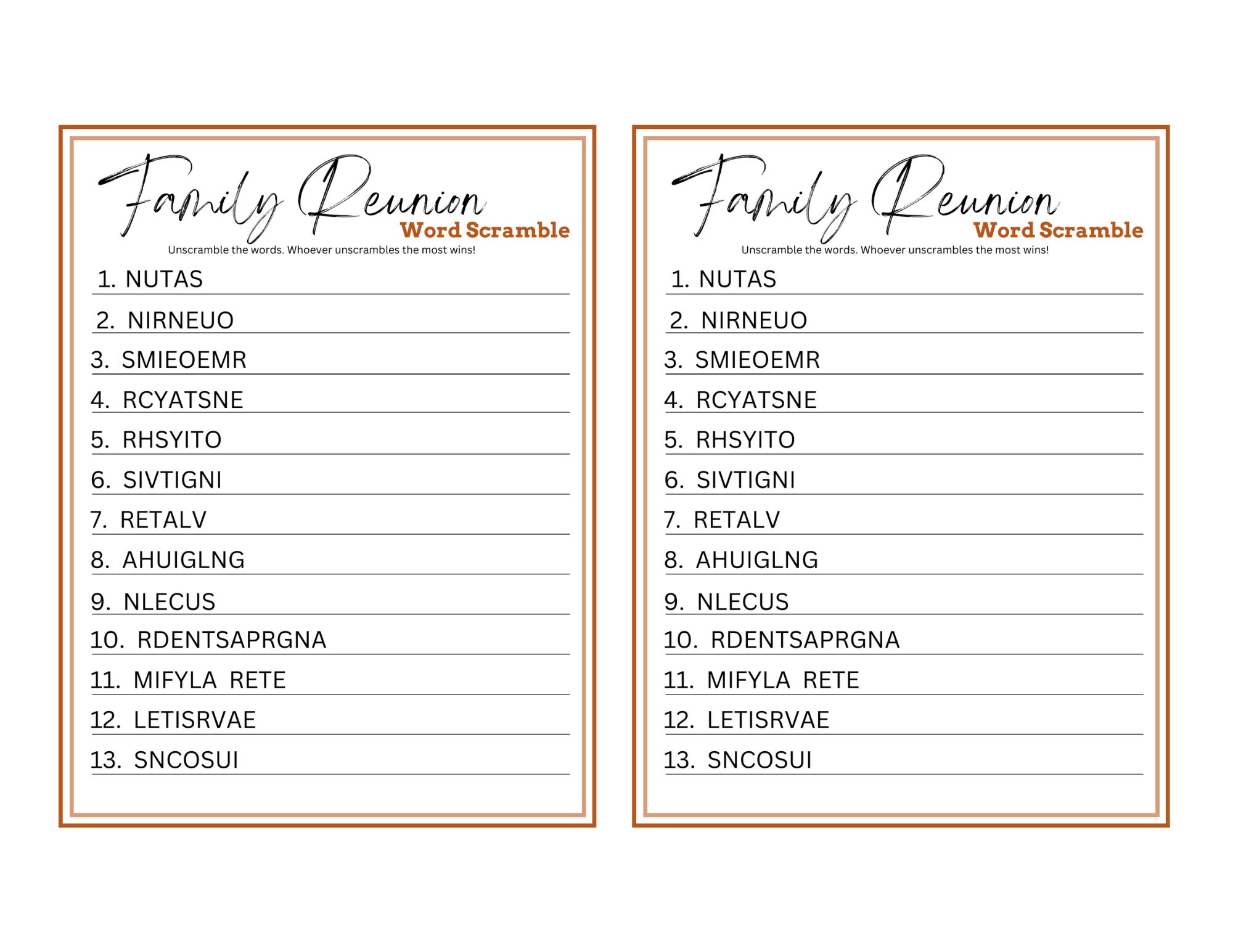 Family Reunion Word Scramble | Family Reunion Games | Games for Family ...