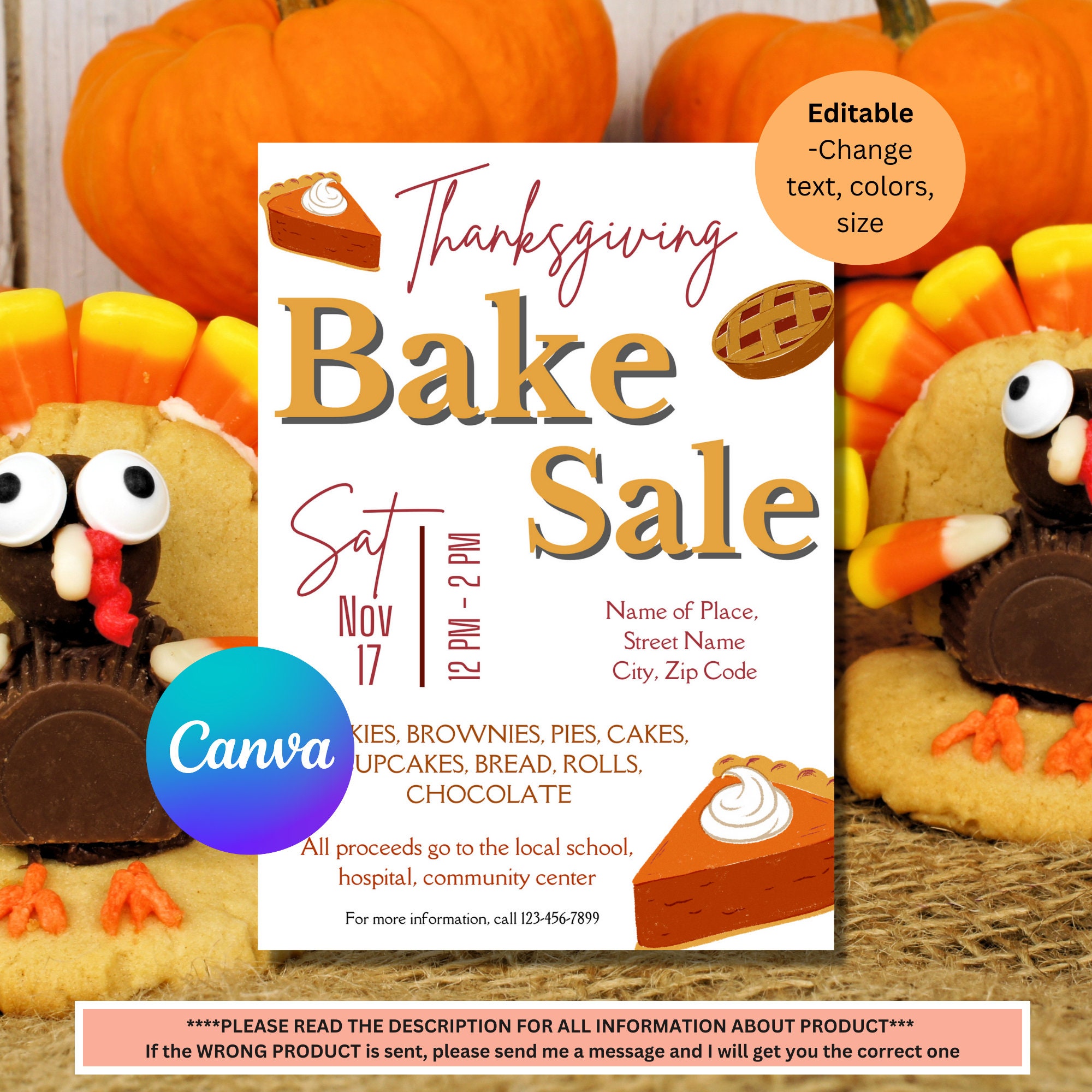 Thanksgiving Bake Sale Flyer Template Bake Sale Dessert Flyer Bake Sale ...