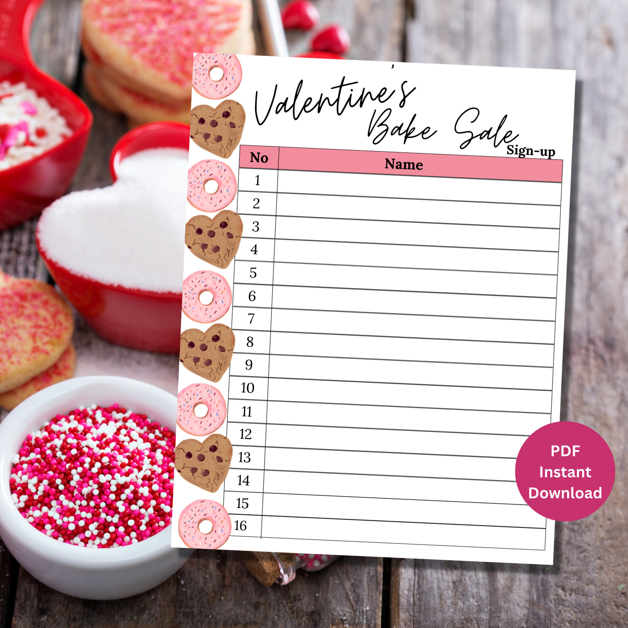 Valentine's Bake Sale Sign up Sheet | Valentines Bake Sale Sheet ...