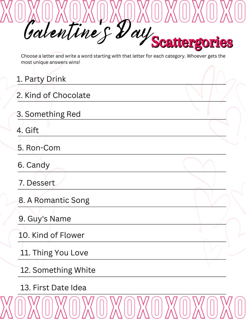 Scattergories Galentine's Game | Galentine's Game | Galentines Day ...