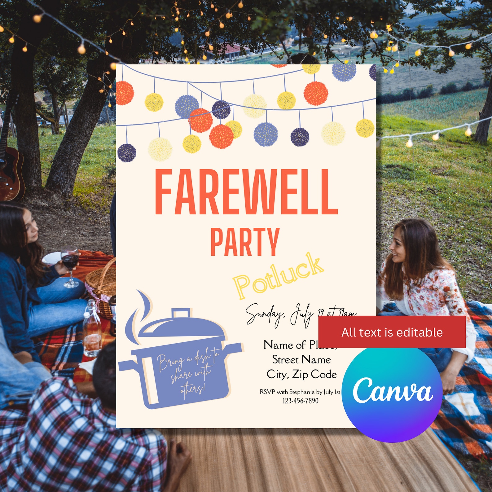 Farewell Potluck Invite Template | Editable Potluck Invitation ...