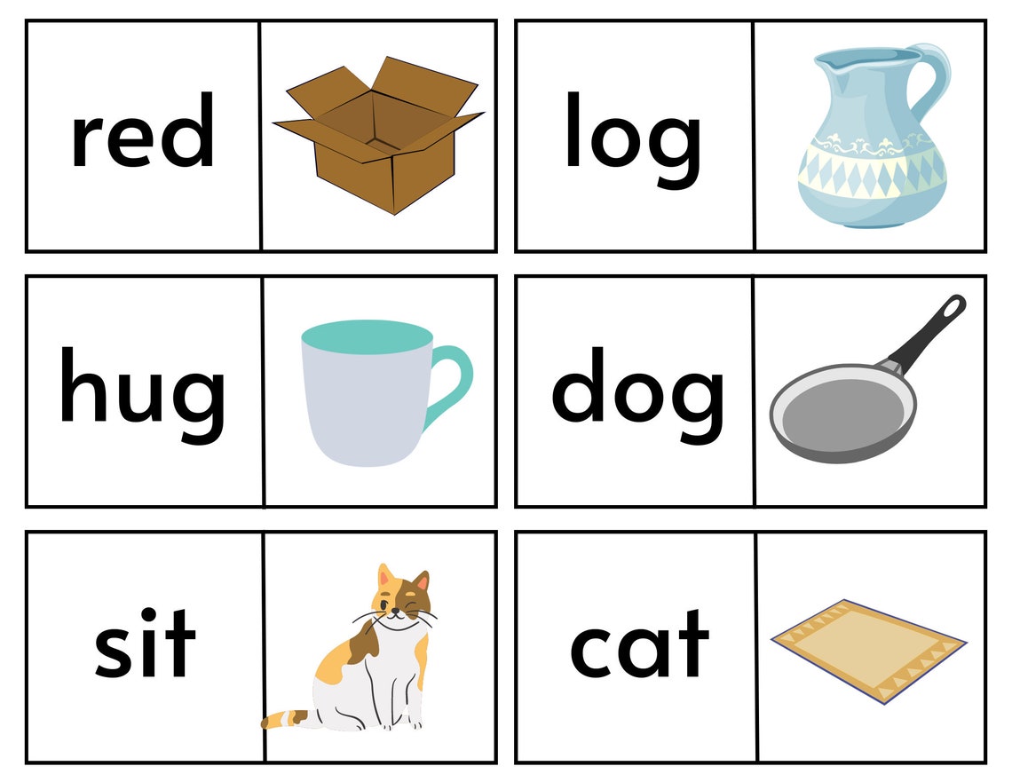 Phonics Matching Cards Game Vowels CVC Words Phonics Games - Etsy