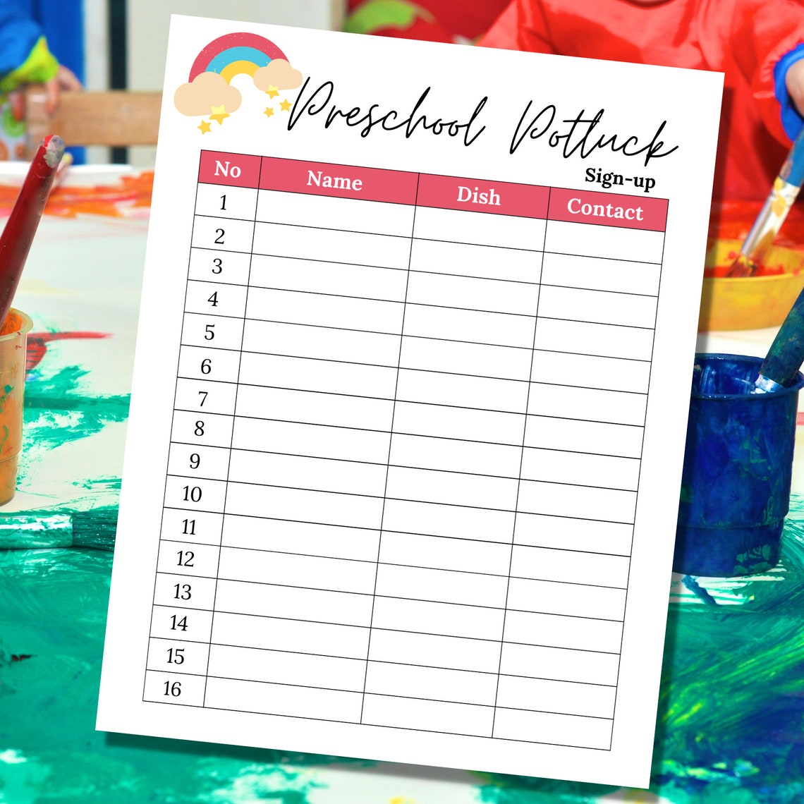 Potluck Sign up Sheet Preschool Day Potluck Sign up Sheet School ...