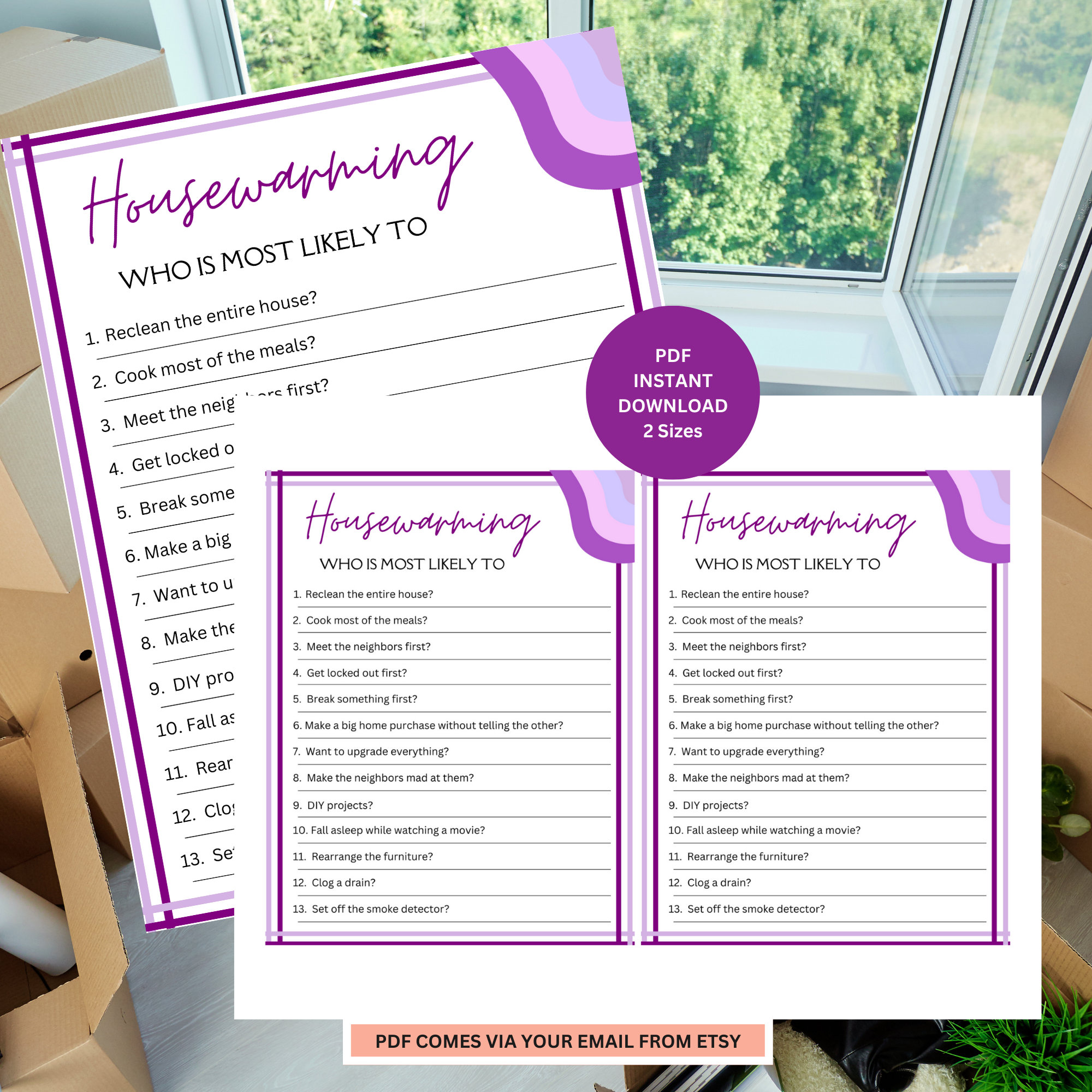 Who's Most Likely Housewarming Game | Housewarming Game | Moving Day ...