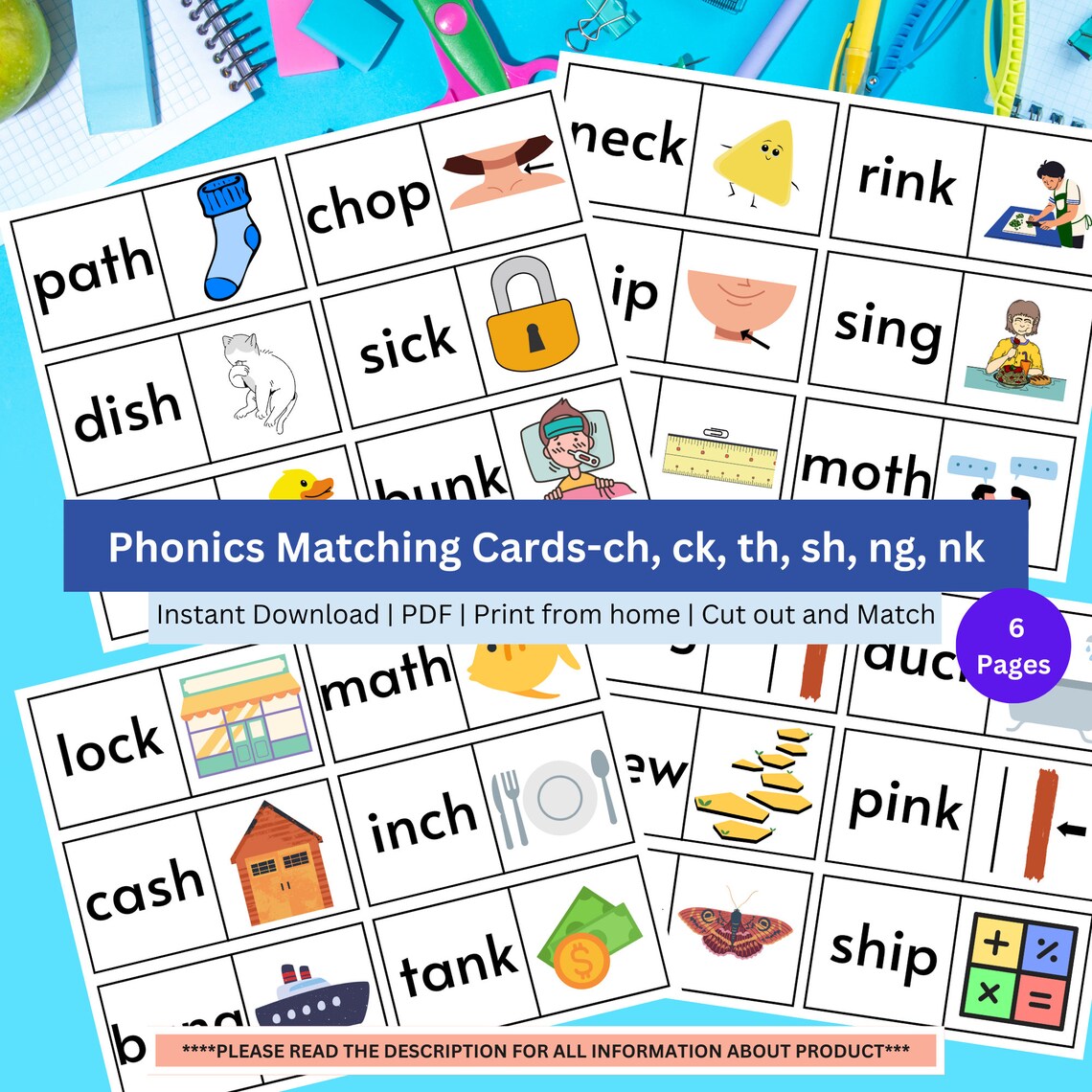 Phonics Matching Cards Game Digraphs CVC Words Phonics Games - Etsy