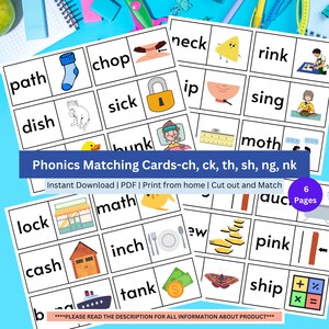 Phonics Matching Cards Game Digraphs| CVC Words| Phonics Games |phonics ...