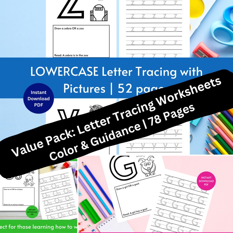Letter Tracing Worksheet Bundle Kindergarten Worksheets - Etsy