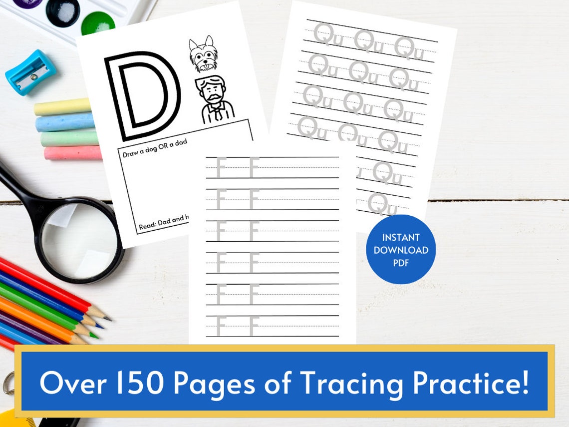 Letter Tracing Worksheet| Kindergarten Worksheet Uppercase| Alphabet ...