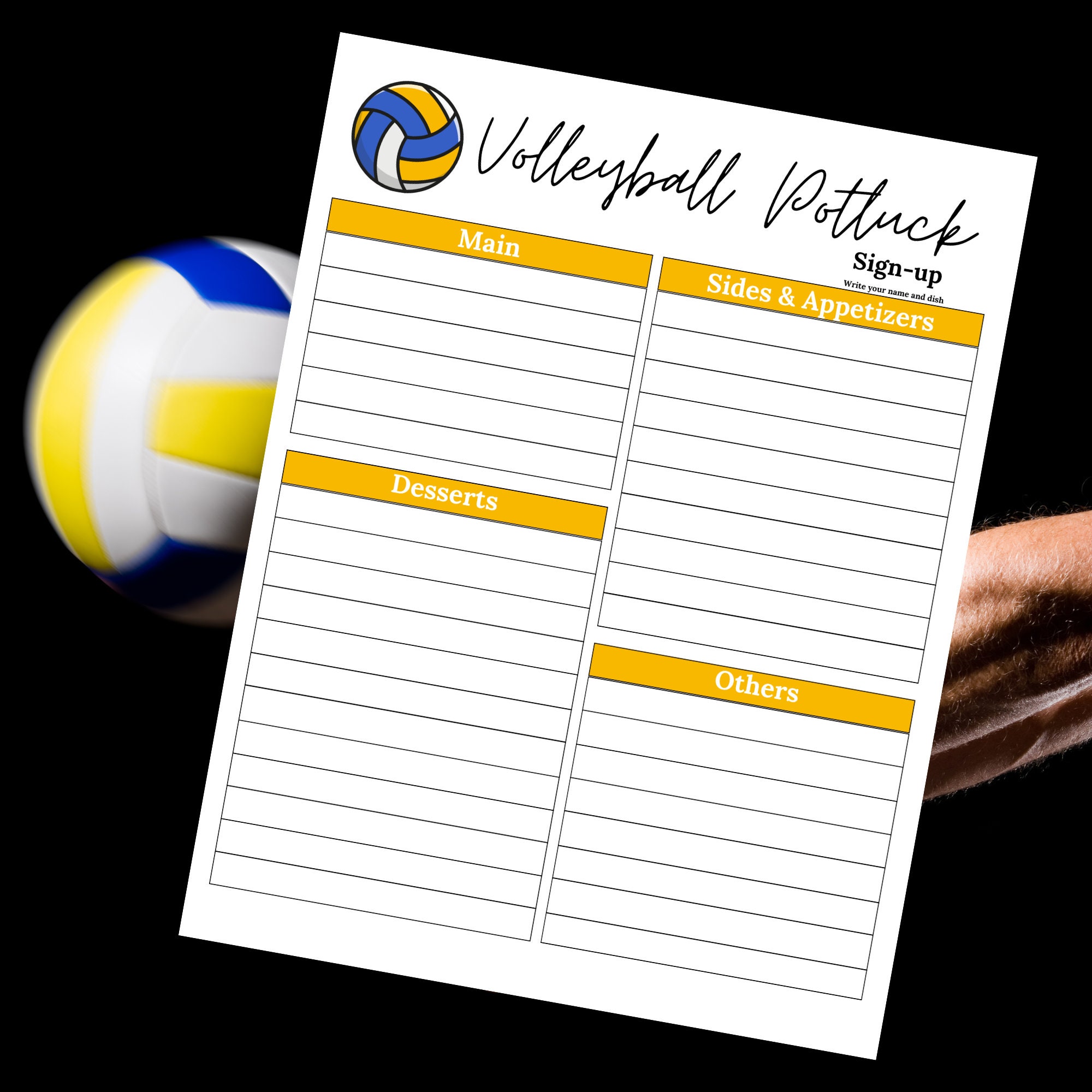 Volleyball Potluck Sign up Sheet | Volleyball Potluck Sheet | Sports ...