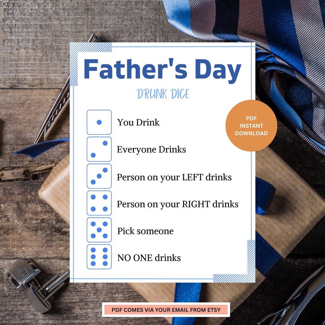 Drunk Dice Father's Day Game | Fathers Day Game | Father's Day ...