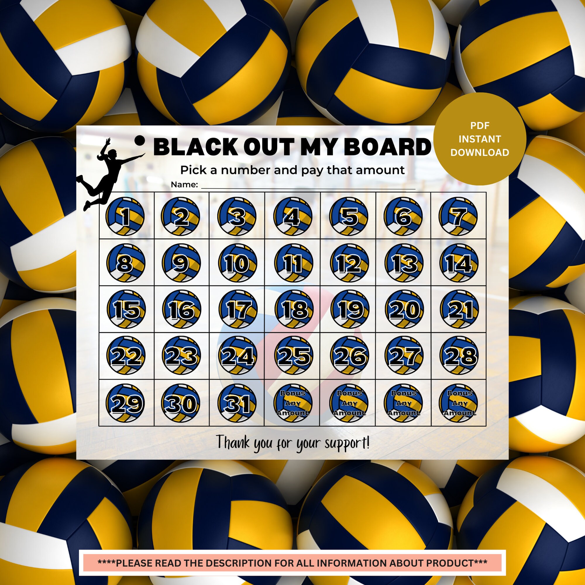 Volleyball Girl Fundraiser Calendar | Pick a Date Fundraiser | Sport ...