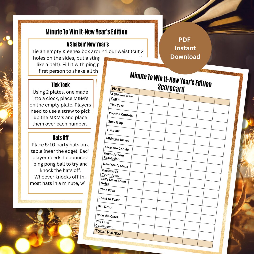 Minute to Win It Games | Minute to Win It New Year's Games | New Year's ...