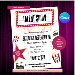 Talent Show Flyer Editable Template | Talent Show Poster | School ...