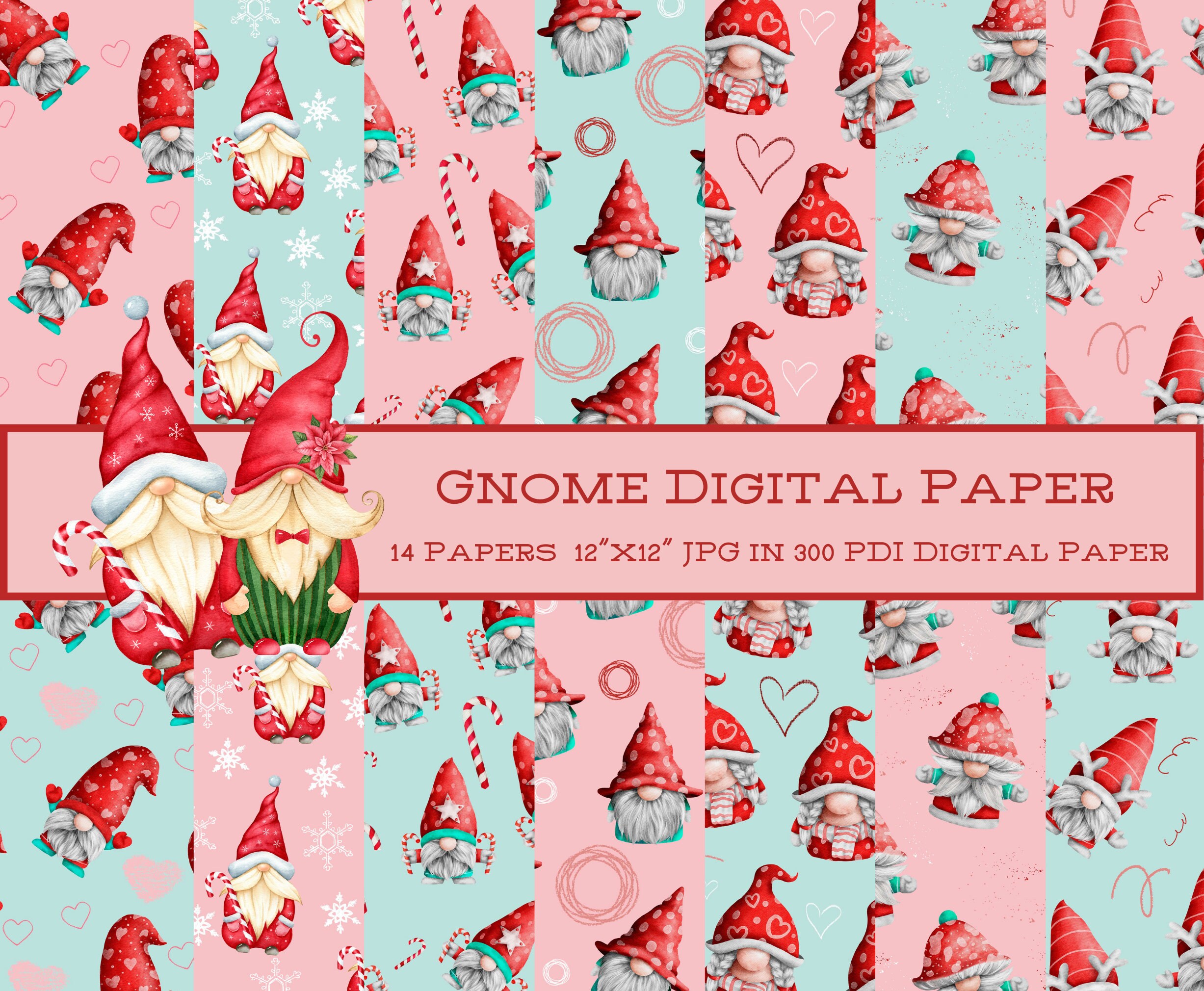 Christmas Digital Paper Gnome Christmas Background Christmas Wallpaper ...