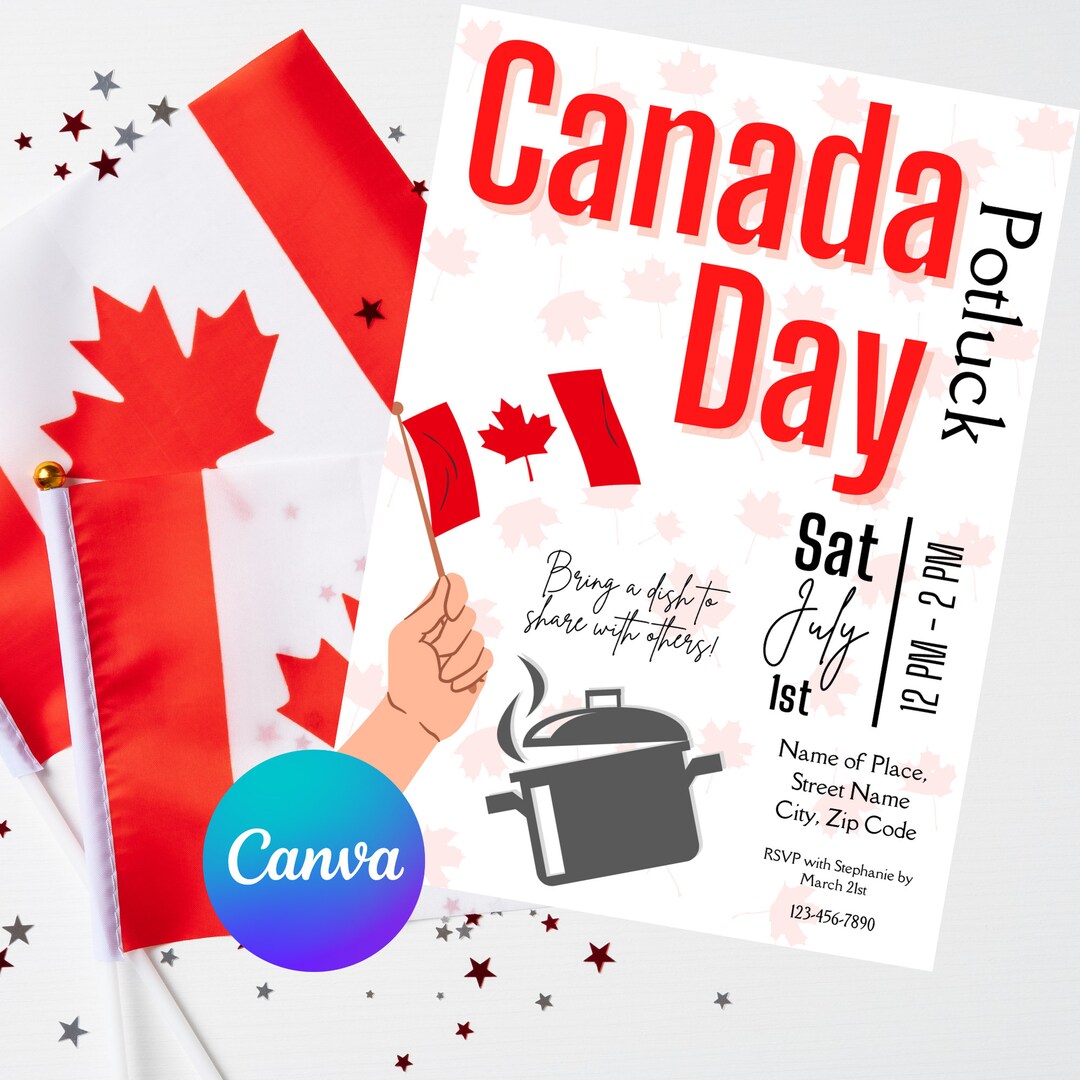 Canada Day Potluck Invitation Template Canada Day Party - Etsy