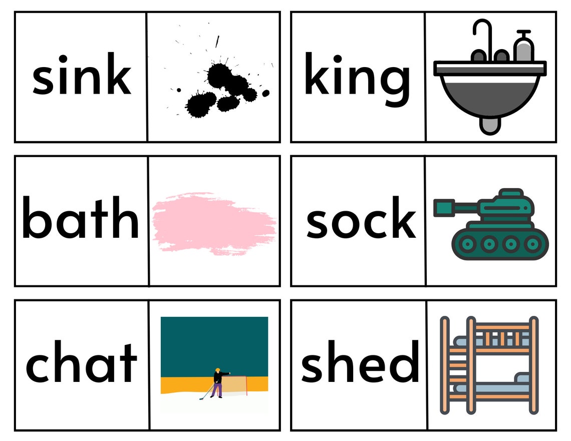 Phonics Matching Cards Game Digraphs CVC Words Phonics Games - Etsy