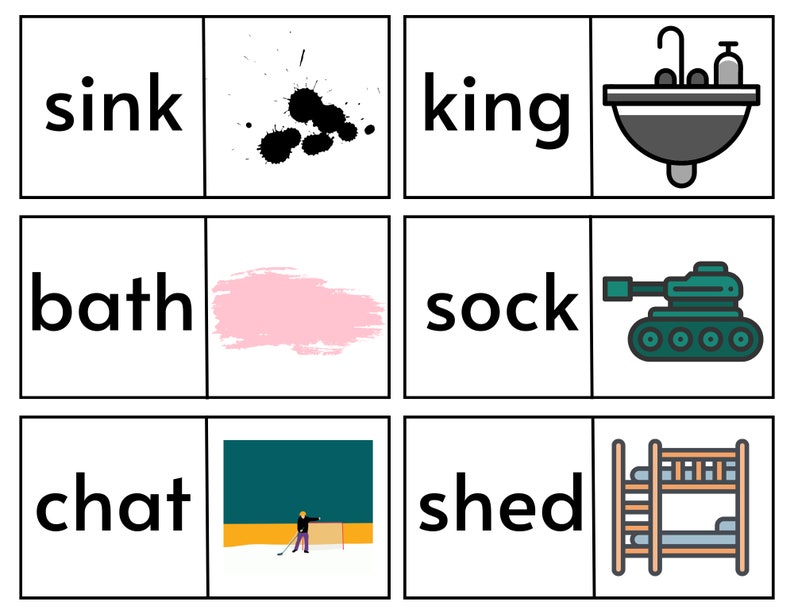 Phonics Matching Cards Game Digraphs CVC Words Phonics Games phonics ...