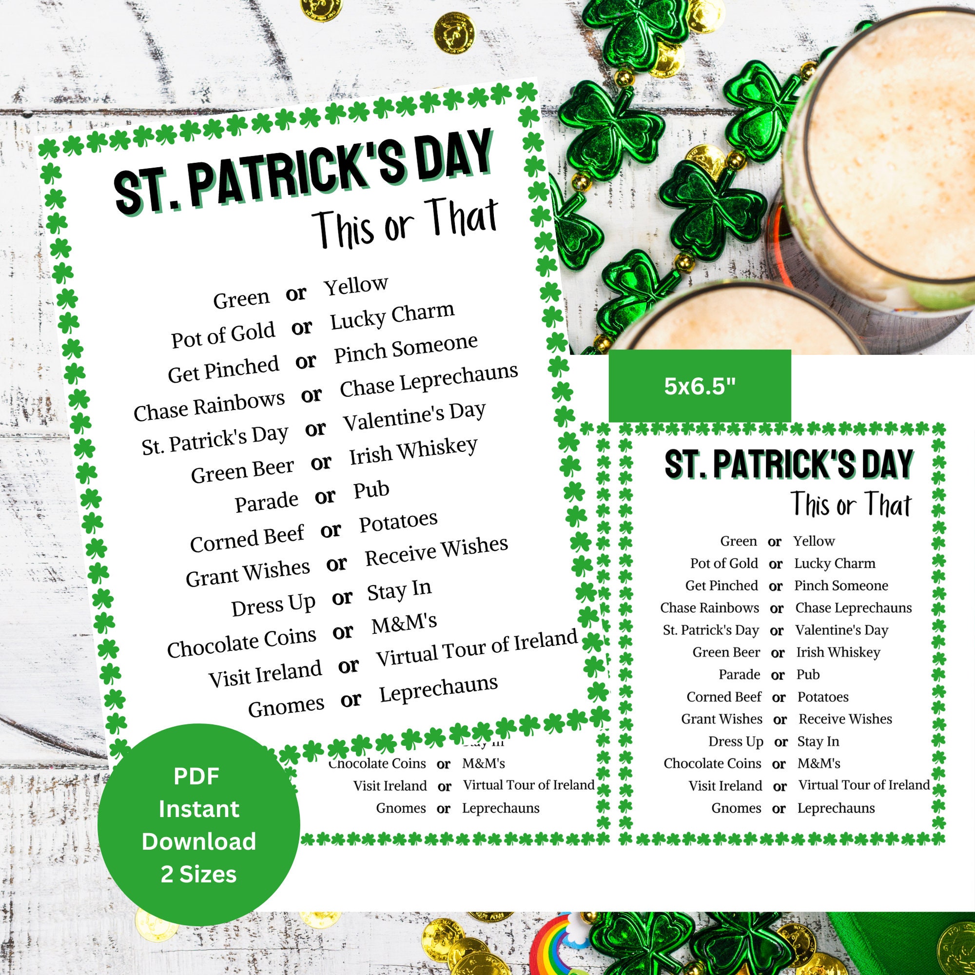 St. Patrick's Day This or That St. Patrick's Day - Etsy