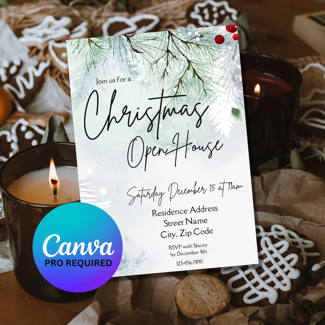 Christmas Open House Invite Template| Editable Christmas Invite ...