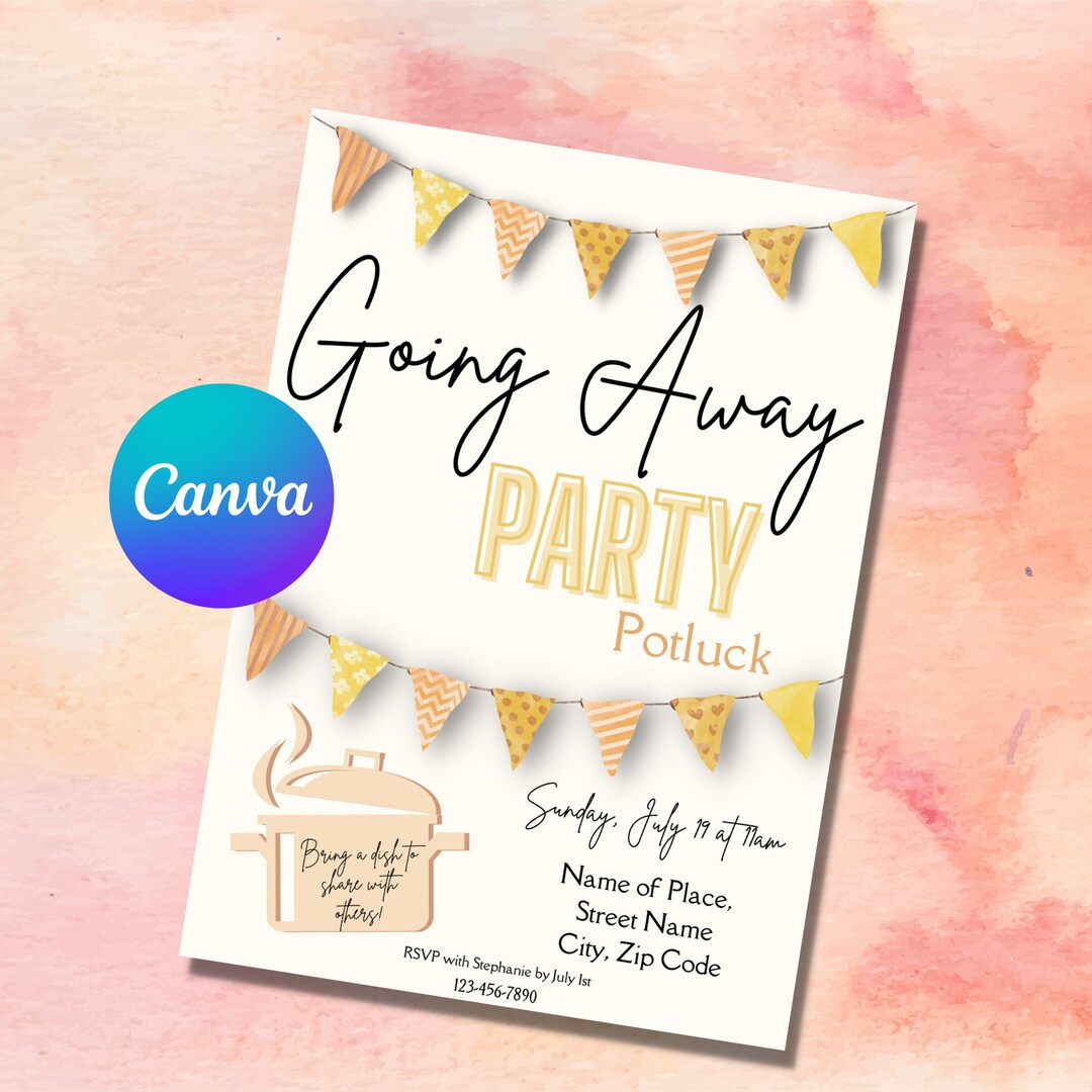 Going Away Potluck Invitation Template Going Away Party - Etsy