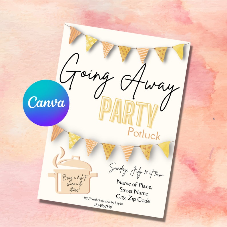 Going Away Potluck Invitation Template | Going Away Party Potluck ...