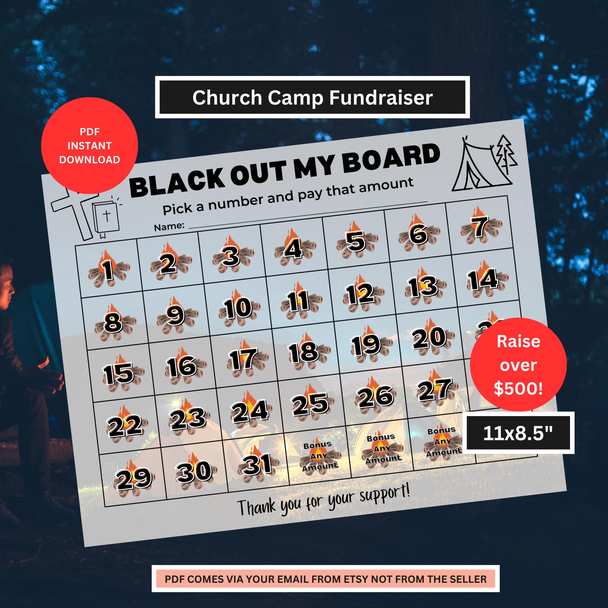 Church Camp Fundraiser Calendar | Youth Church Camp | Outdoor ...